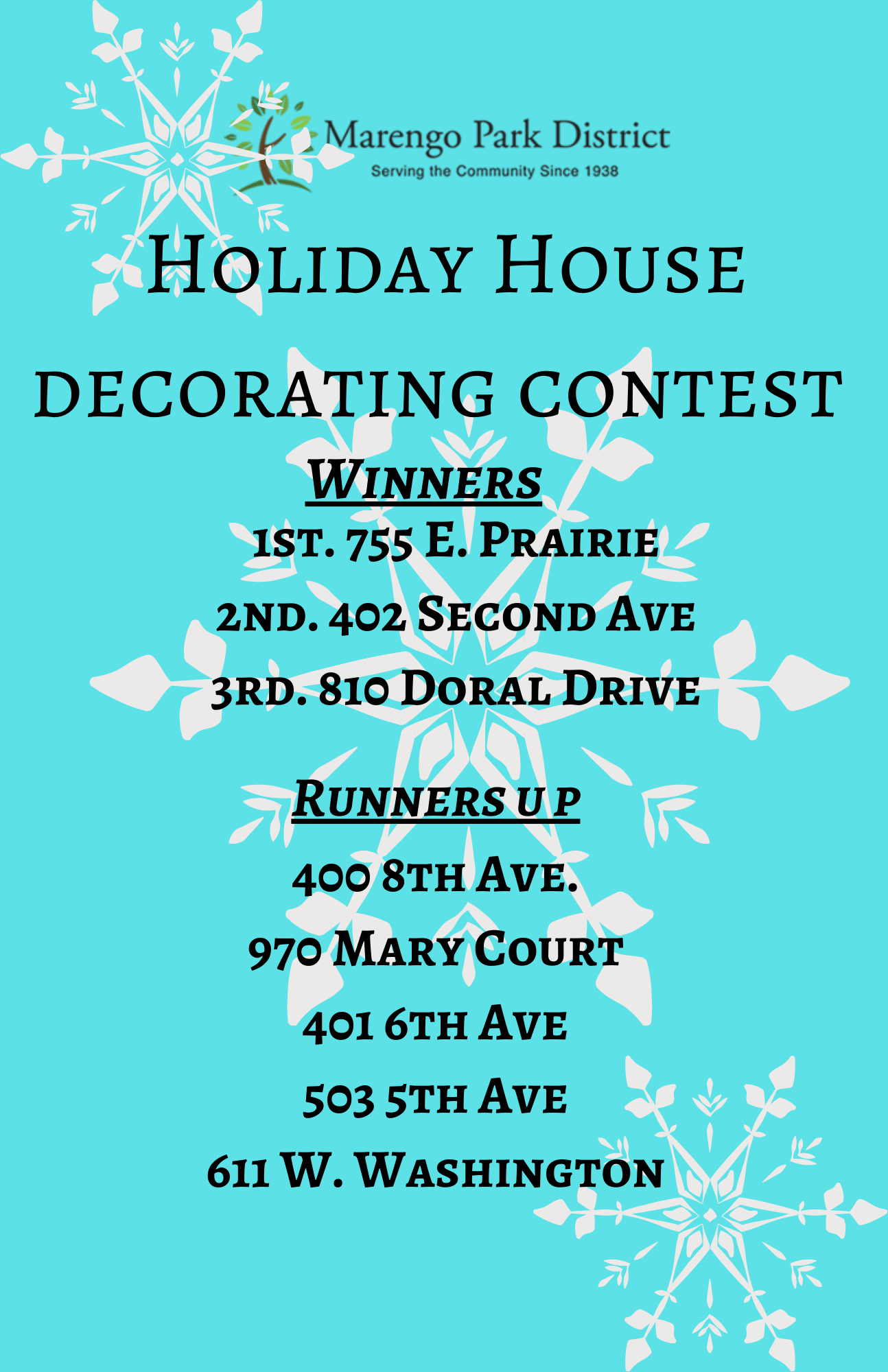 Holiday House Decorating Contest Winners – Marengo Park District