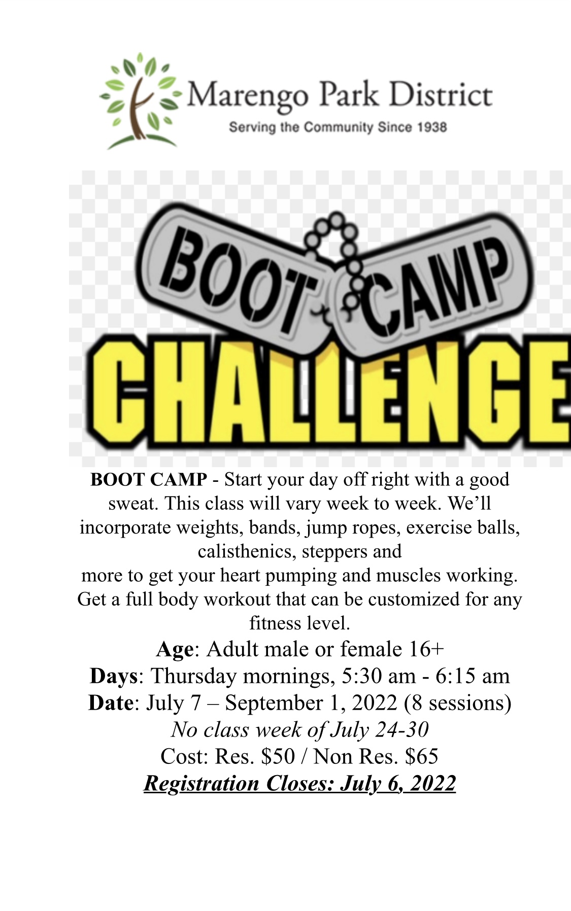 Morning Boot Camp – Marengo Park District