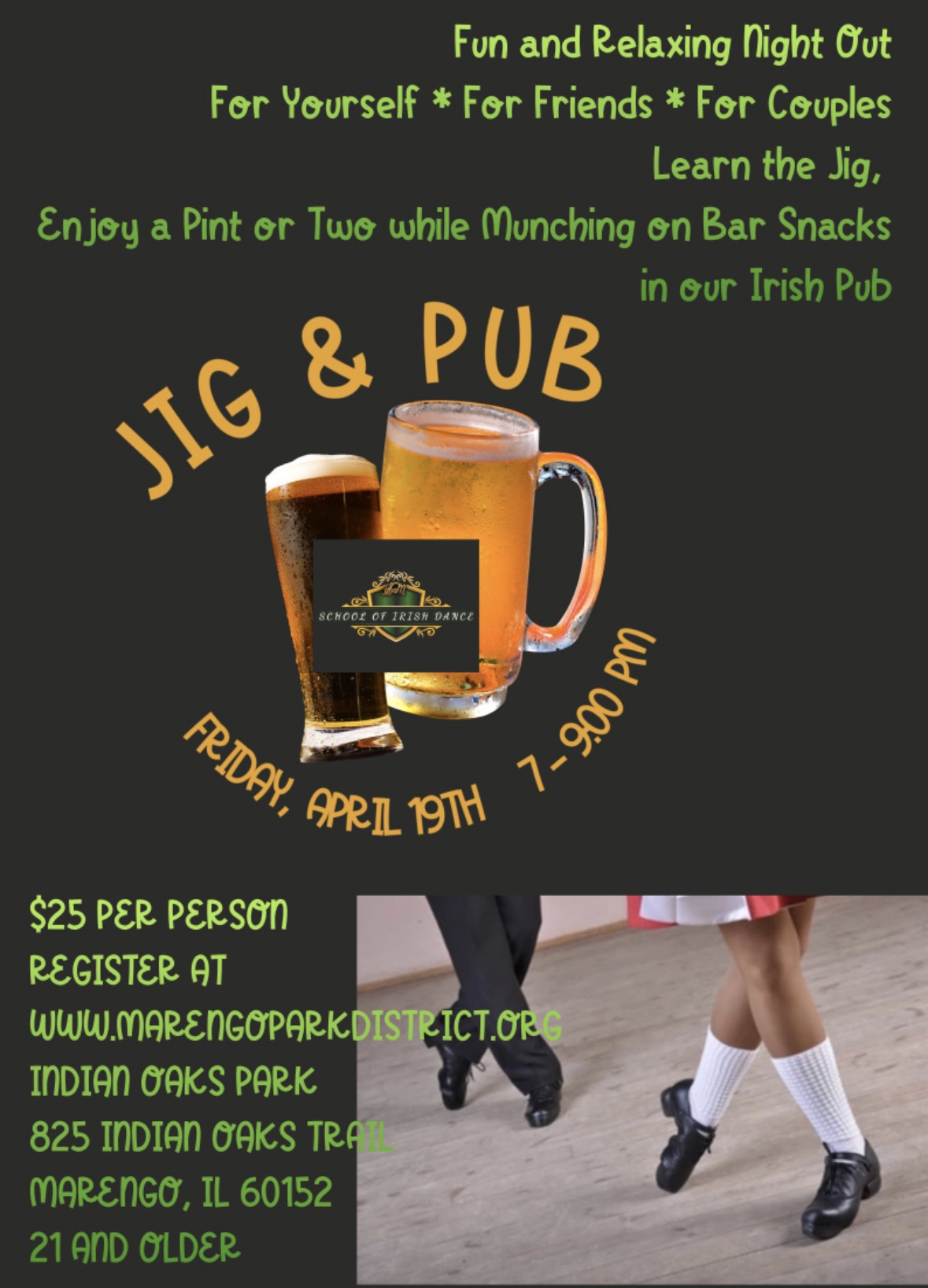 JIG and PUB -April 19th – Marengo Park District