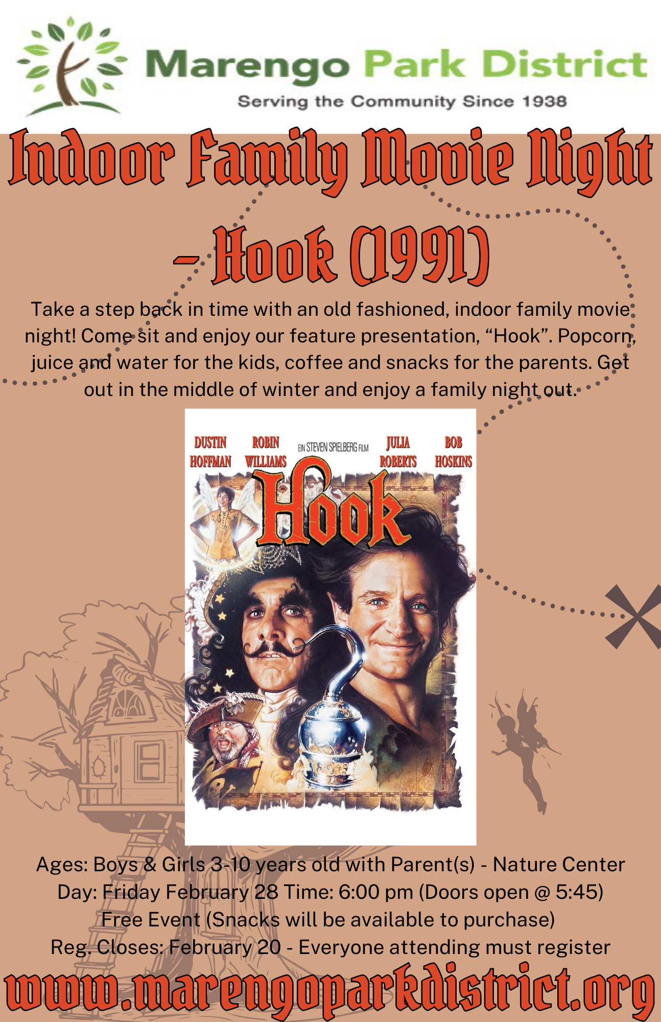 Indoor Family Movie Night – Hook (1991) – Marengo Park District