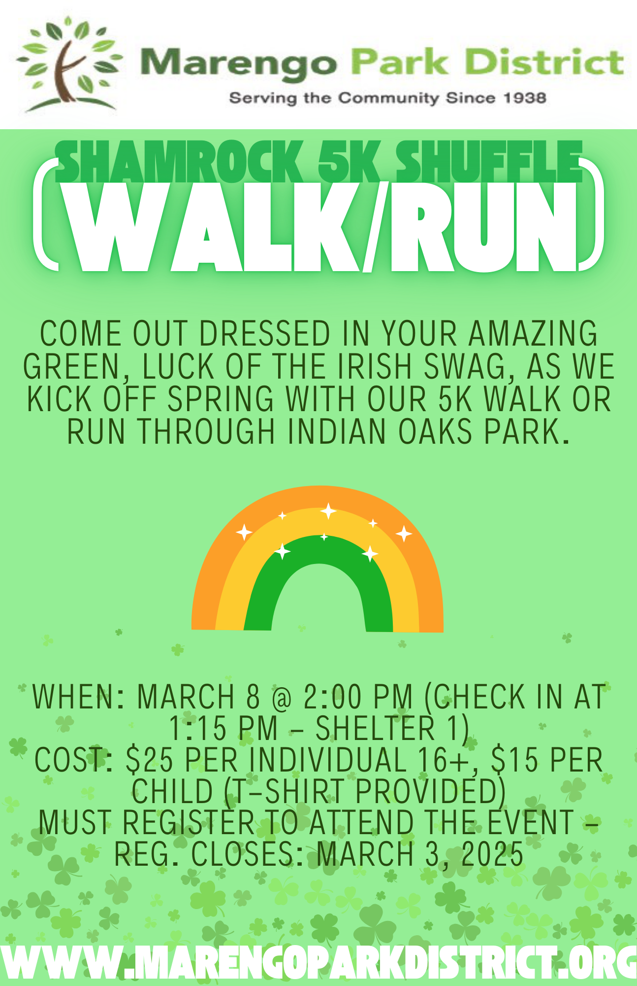 Shamrock 5k Shuffle (walk/run) – Marengo Park District